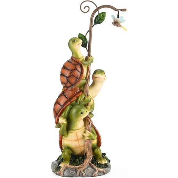 Accents | Garden Turtle Statue Resin Solar Turtles Dragonfly Figurine ...